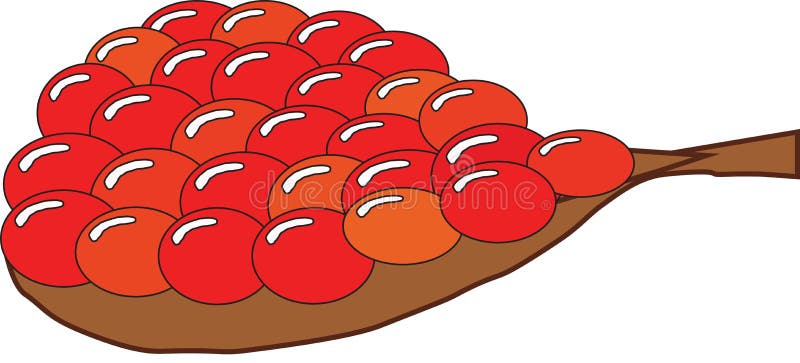 Lepel met rode kaviaar vector illustratie. Illustration of voedsel ...