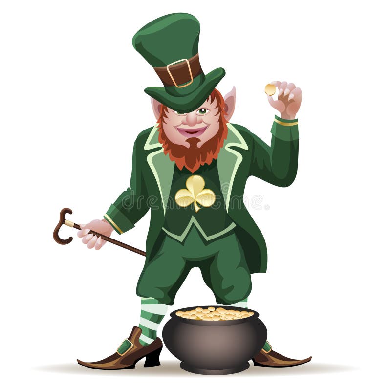 Leprechaun Allegro Con Un Calderone Illustrazione Vettoriale ...
