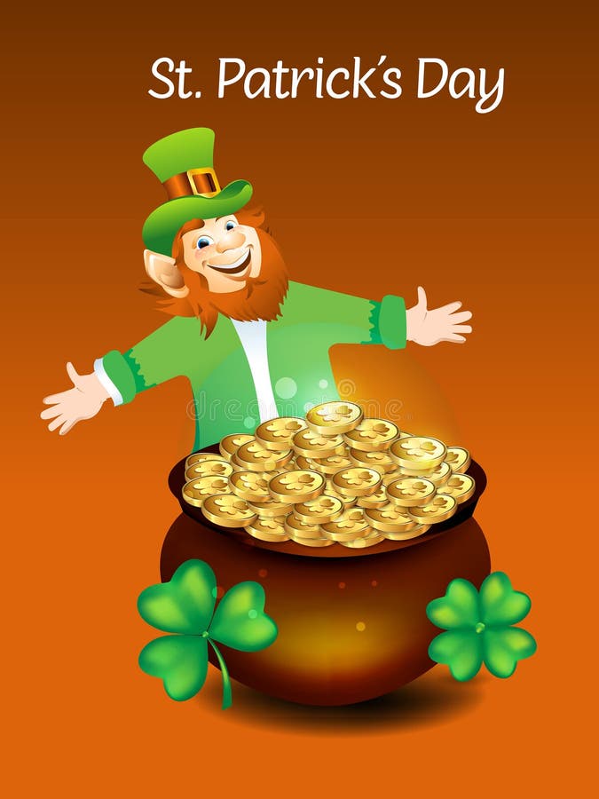 Leprechaun Cartoon with Money Coin Stock Vector - Illustration of smile ...