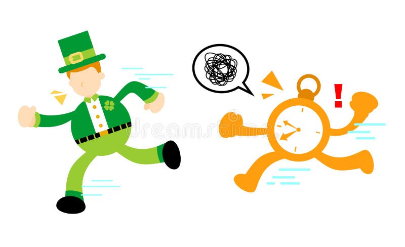 Leprechaun Run for Clock Time Cartoon Doodle Flat Design Vector ...