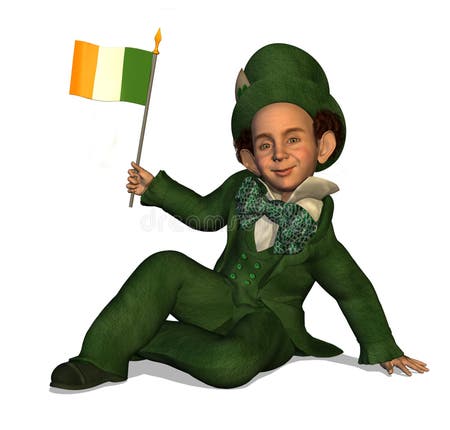 Leprechaun with Irish Flag stock illustration. Illustration of saint ...
