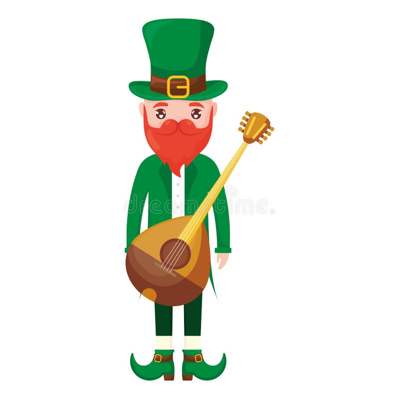 Leprechaun Saint Patrick with Mandolin Stock Vector - Illustration of ...