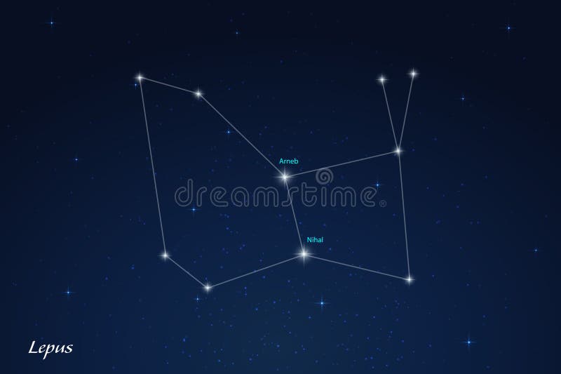 Lepus Constellation with Star Names in Night Sky Stock Vector ...