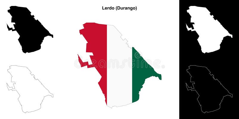Lerdo outline map stock vector. Illustration of empty - 375810817