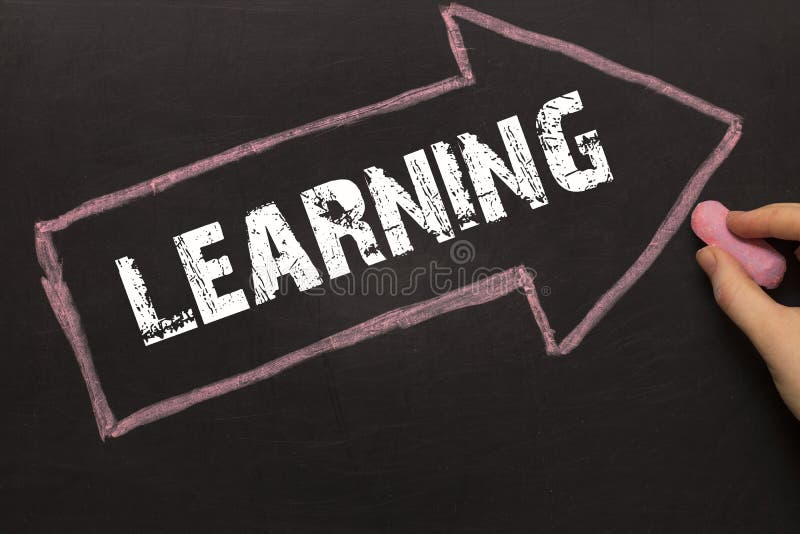 Lernen - Tafel Mit Pfeil Auf Schwarzem Stockbild - Bild von alphabet ...