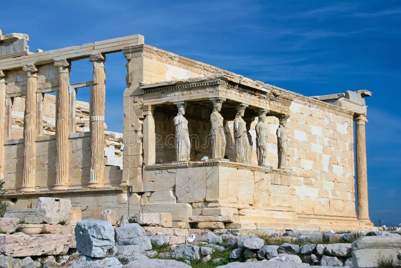 Cariatides Au Porche De L'Erechtheion, Acropole Image stock - Image du ...