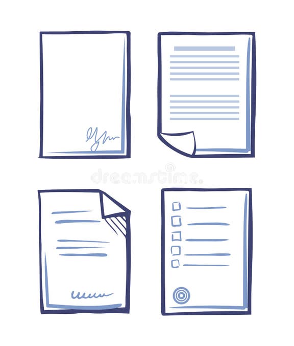 Les Croquis De Papier Et De Documentation De Bureau Dirigent Illustration de Vecteur ...