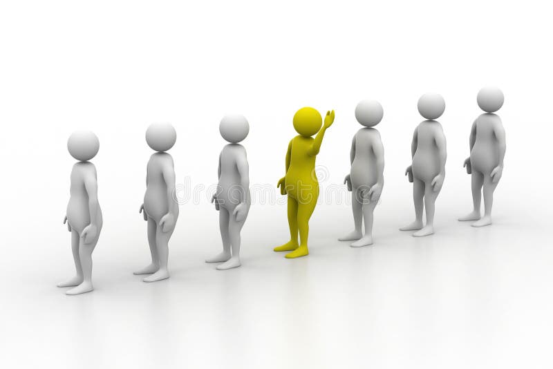 Les Gens 3d Dans La File D'attente Illustration Stock - Illustration of ...