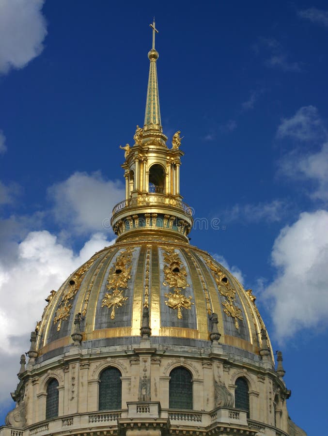 Les Invalides Dome & Spire Stock Photo - Image of gardens, gold: 9951316