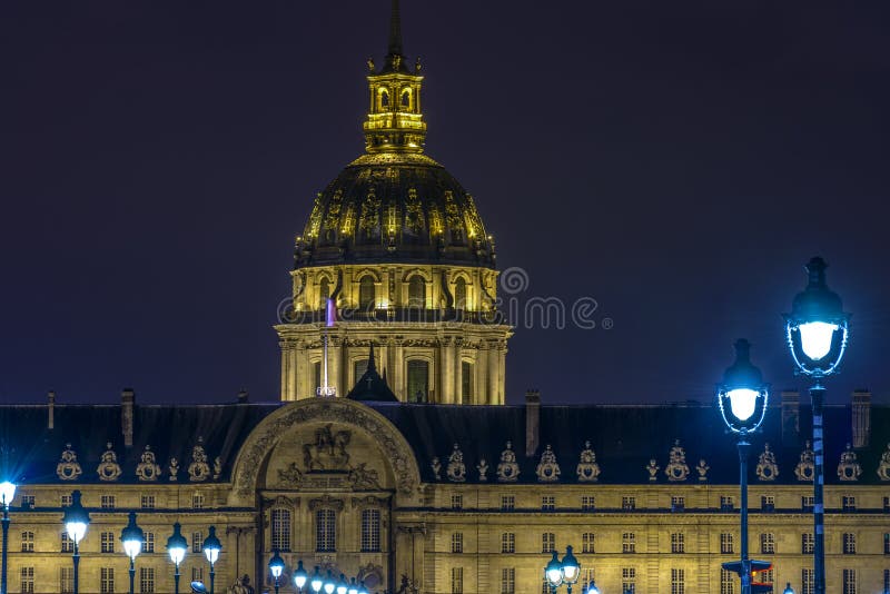 Les Invalides at night stock photo. Image of invalids - 35865126