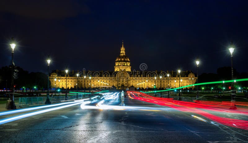 Les Invalides at night stock photo. Image of invalids - 60356688