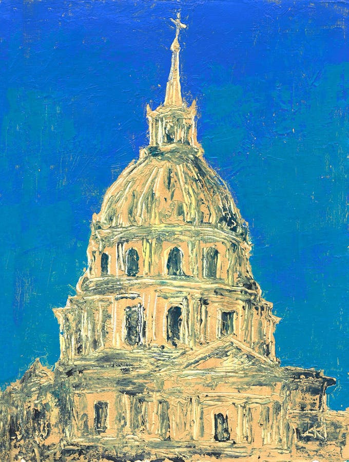 Les Invalides Paris - Art Painting Stock Illustration - Illustration of ...