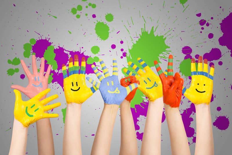 Les Mains Des Enfants Peints Image stock - Image: 35012835