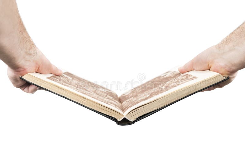 Les Mains Tiennent Un Livre Ouvert Photo stock - Image du ouvert, homme ...