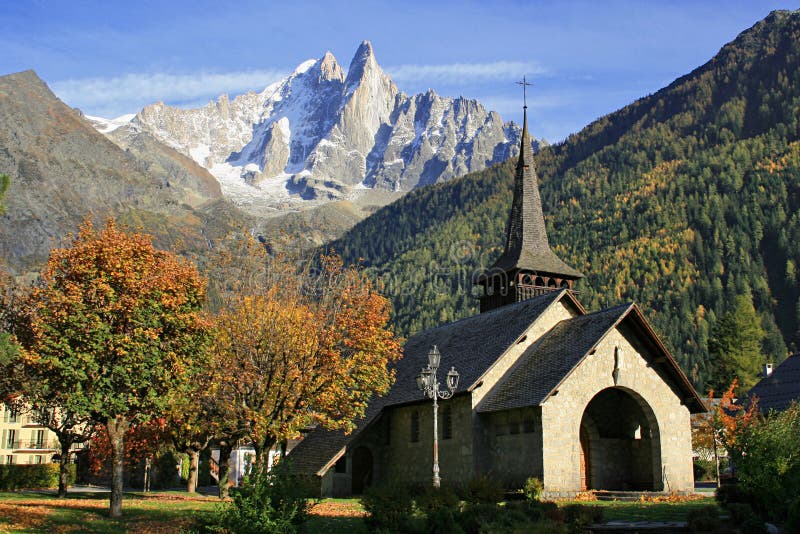 Les Praz De Chamonix, France Stock Image - Image of church, religion ...