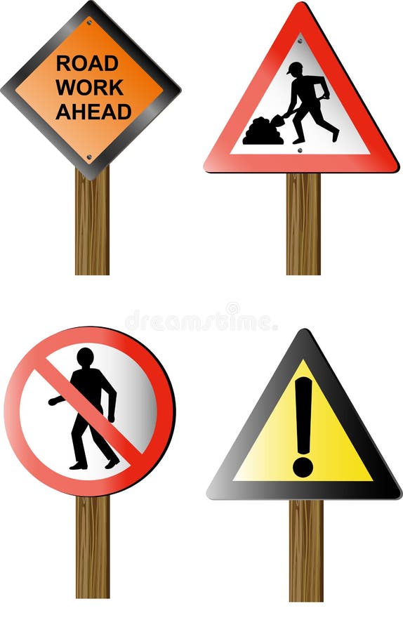 Signalisation De Travaux Routiers Illustration Stock - Illustration du ...