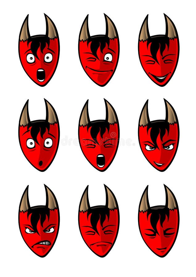 Les visages de diables illustration stock. Illustration du fond - 7071273