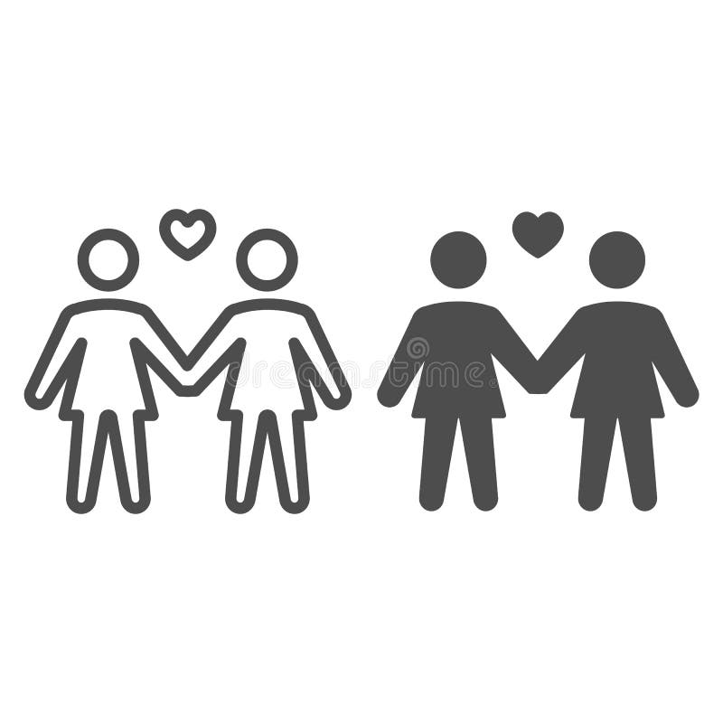 Lesbian Kiss Solid Icon Woman Love Concept Lesbian Couple Sign On