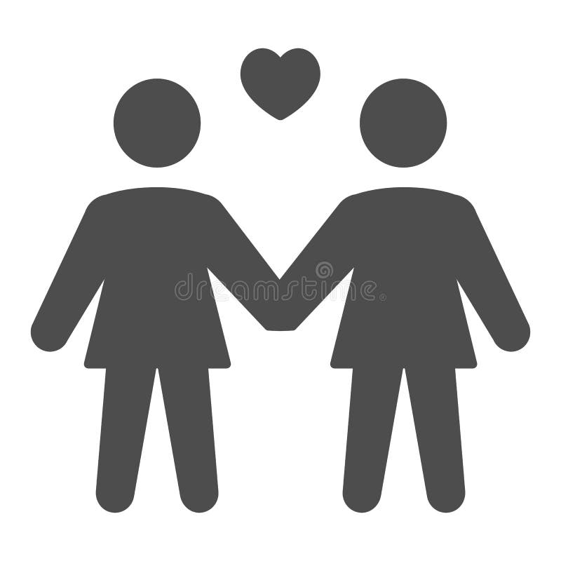 Lesbian Couple Solid Icon Lgbt Concept Woman Love Sign On White