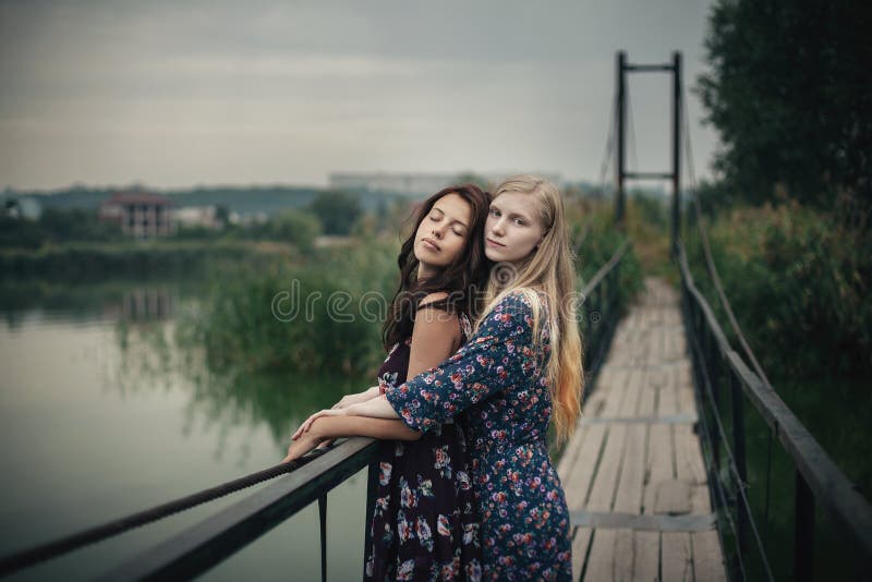 Lesbian Couple Together Outdoors Concept Stock Image Image Of Evening
