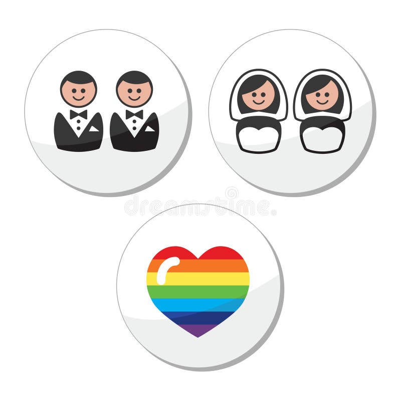 Gay Marriage Symbol With White Gold Rings Stock Vector Illustration