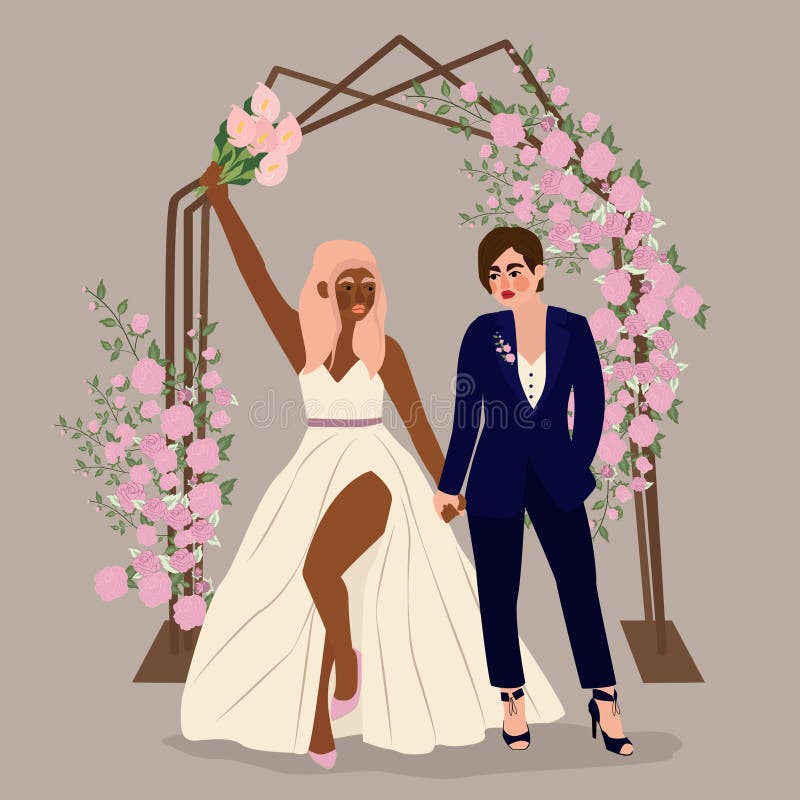 Lesbian Happy Couple Lgbt Vector Flat Illustration Stock Vector