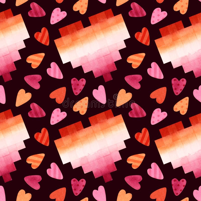 Lesbian Pride Seamless Pattern Lgbt Pride Month Art Rainbow Clipart