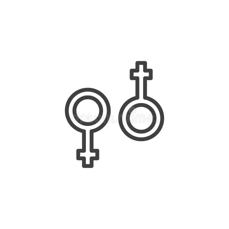 Lesbian Gender Symbol Line Icon Outline Vector Logo Stock Vector