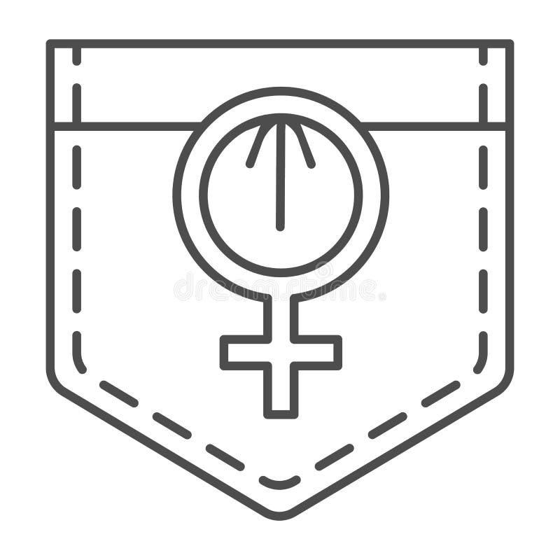 Lesbian Sign On Pocket Thin Line Icon Lgbt Concept Lesbian Symbol On