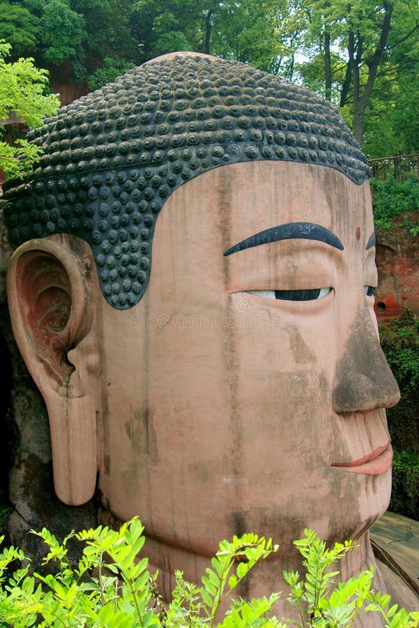 Leshan, China: Giant Buddha Face Stock Photo - Image of face, buddha ...