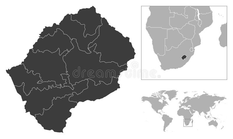 Lesotho - Detailed Country Outline and Location on World Map. Stock ... Lesotho - Detailed Country Outline and Location on World Map. Stock ...