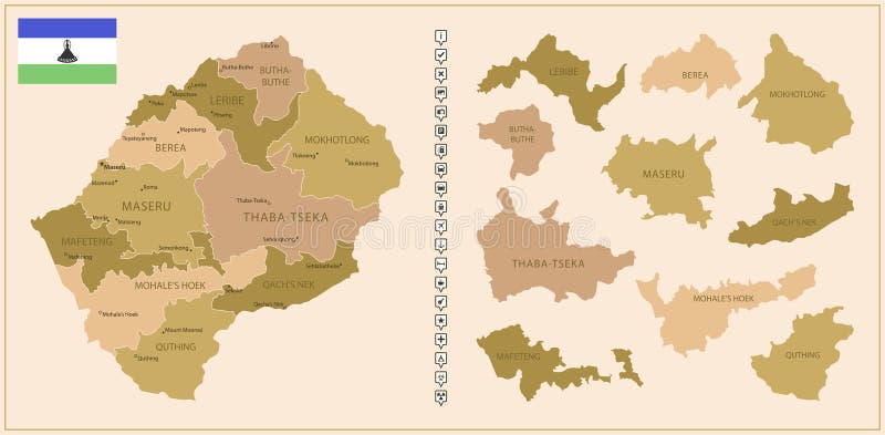 Lesotho Detailed Blue Country Map With Cities Regions Location On