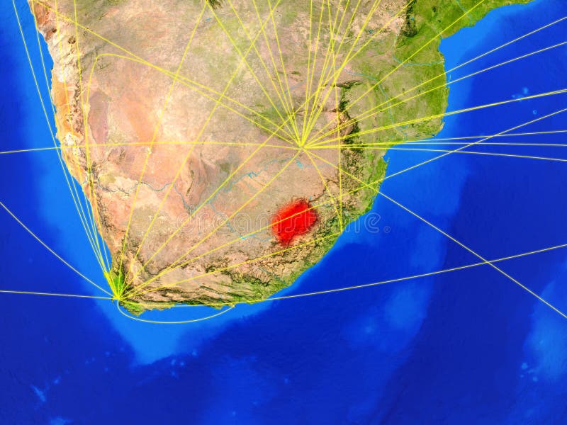 Lesotho on Earth with Network Stock Illustration - Illustration of ...
