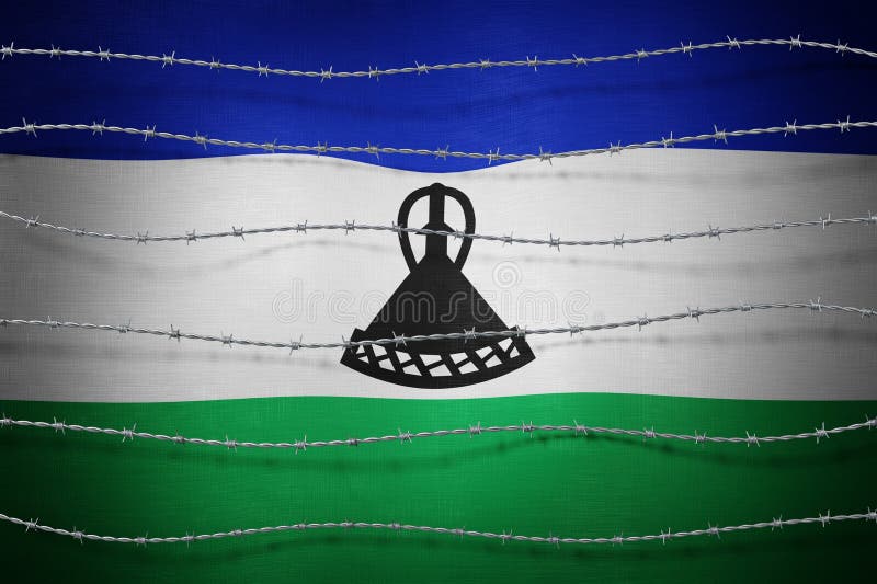 Lesotho Flag and Barbed Wire Stock Illustration - Illustration of ...
