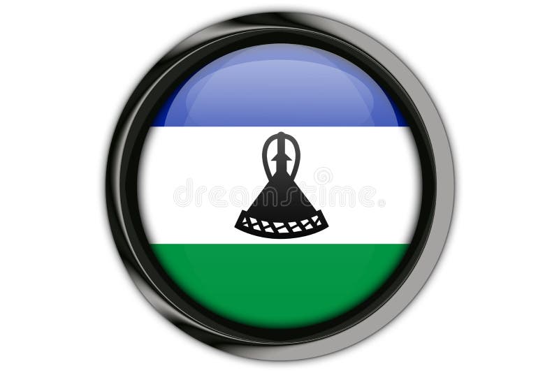Lesotho Flag in the Button Pin Isolated on White Background Stock ...