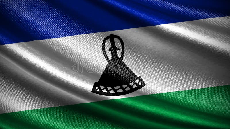 Lesotho Flag with Realistic Silky Wave Texture Stock Illustration ...