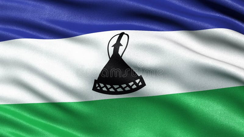 Flag of Lesotho Realistic Waving on Green Screen. Seamless Loop ...