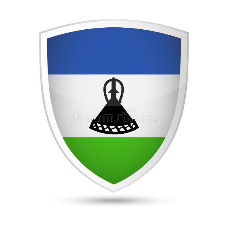 Lesotho Flag Vector Shield Icon Stock Illustration - Illustration of ...