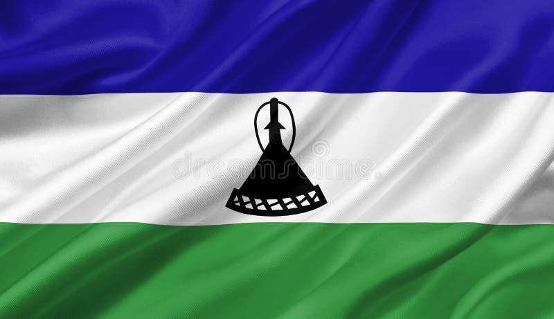 Lesotho Flag Waving with the Wind, 3D Illustration. Stock Illustration ...