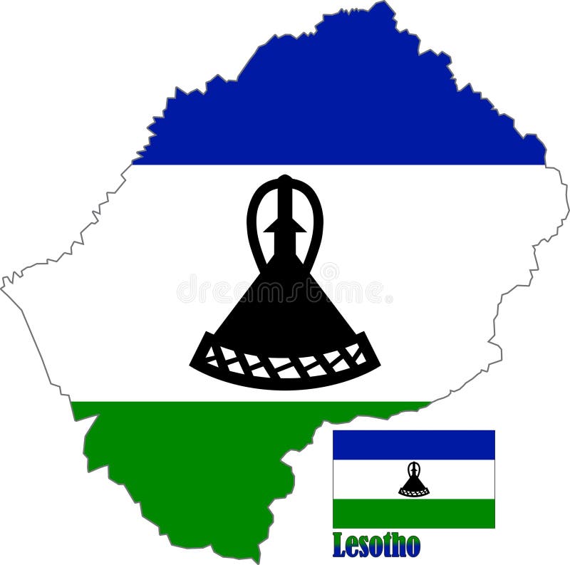 Lesotho Map and Flag Illustration Vector Stock Vector - Illustration of ...