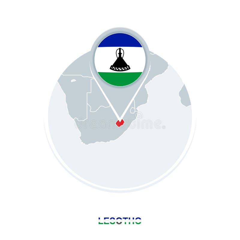 Lesotho Map and Flag, Vector Map Icon with Highlighted Lesotho Stock ...