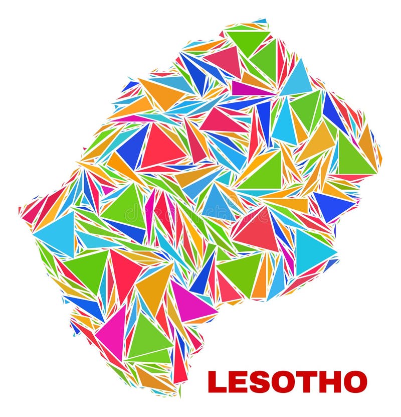 Lesotho Map - Mosaic of Color Triangles Stock Vector - Illustration of ...