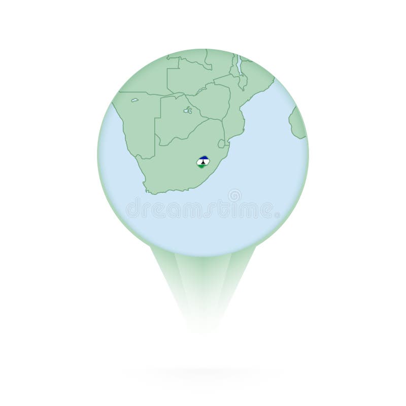 Lesotho Map, Stylish Location Icon with Lesotho Map and Flag Stock ...