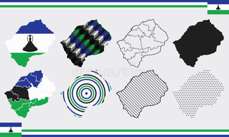 Lesotho Map Vector Set stock vector. Illustration of white - 159809092