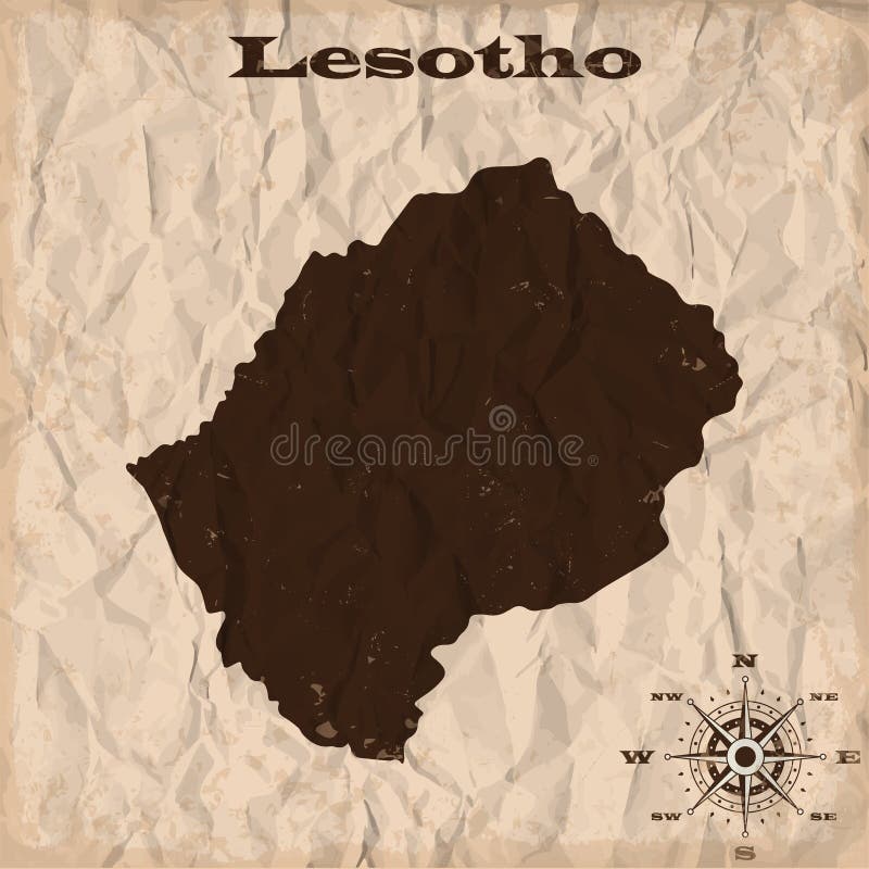 Lesotho Old Map with Grunge and Crumpled Paper. Vector Illustration ...