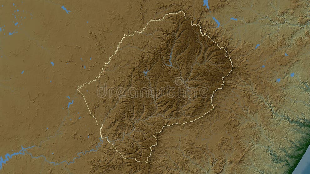 Lesotho outlined. Physical stock illustration. Illustration of atlas ...