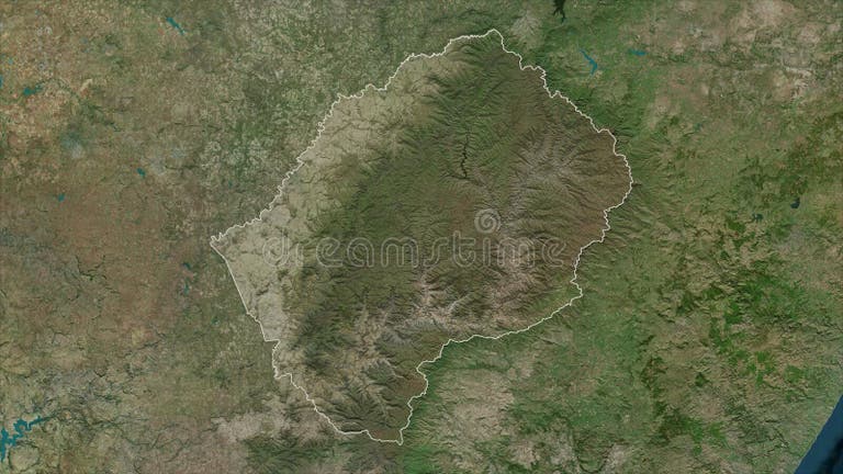 Lesotho Outlined. High-res Satellite Stock Illustration - Illustration ...