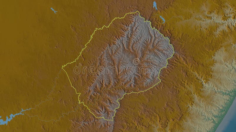 Lesotho - overview. Relief stock illustration. Illustration of planet ...