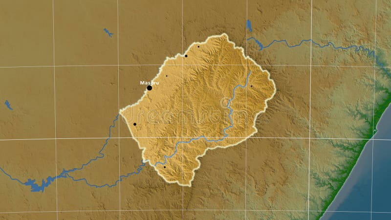 Lesotho - Physical. Composition, Borders Stock Illustration ...