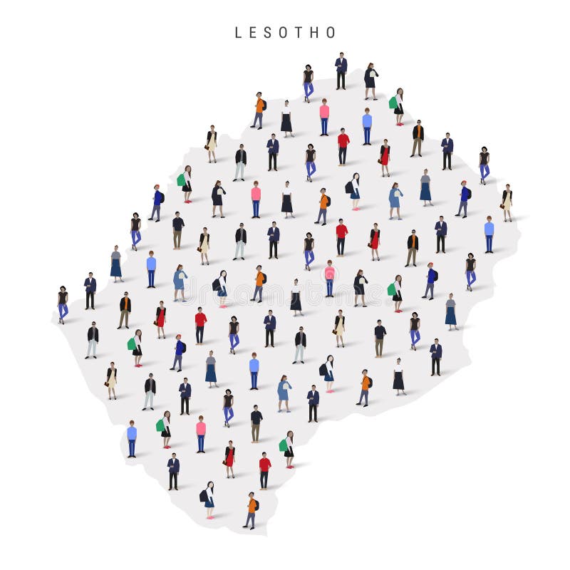 Lesotho Population Map. Large Group of People in a Shape of Lesotho Map ...